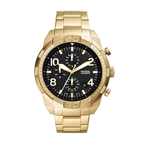 Fossil Men's Bronson Quartz Stainless Steel Chronograph Watch, Color: Gold (Model: FS5877)