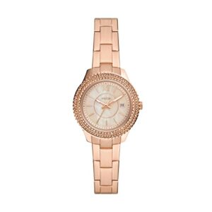 fossil women's stella mini quartz stainless steel three-hand watch, color: rose gold (model: es5136)