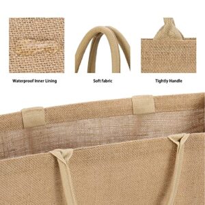 Tapleap Burlap Bags with Handles, Beach Totes, Extra Large Jute Tote Shopping Grocery Bags, Wrapping Gifts (6 Pcs) 17.7”x13.8”x7” – Reusable and Durable for DIY and Crafts