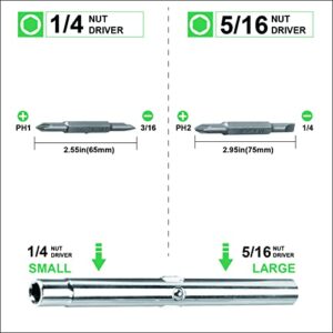 Amazon Brand - Denali 6 In 1 Multi-Bit Screwdriver/Nut Driver, Multicolor(Silver, Northern Glow Green, Grey)