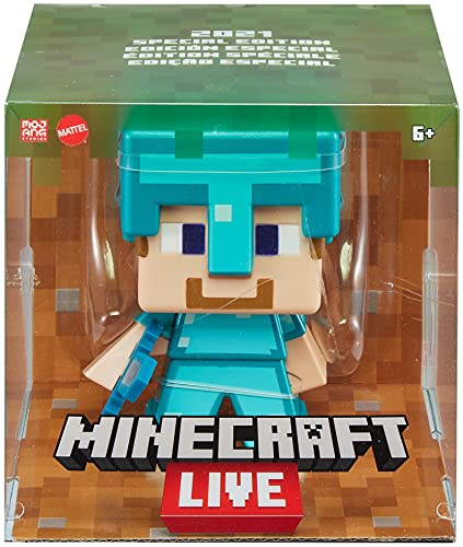 Mattel Minecraft 2021 Special Edition Figure – Large-Sized Steve in Diamond Armor for Minecraft Live Festival, Action Toy for Kids Ages 6 Years and Older