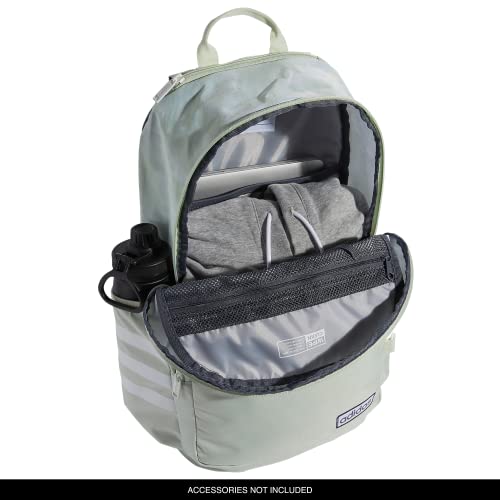 adidas Classic 3S 4 Backpack, Stone Wash Linen Green-White/Linen Green/White, One Size