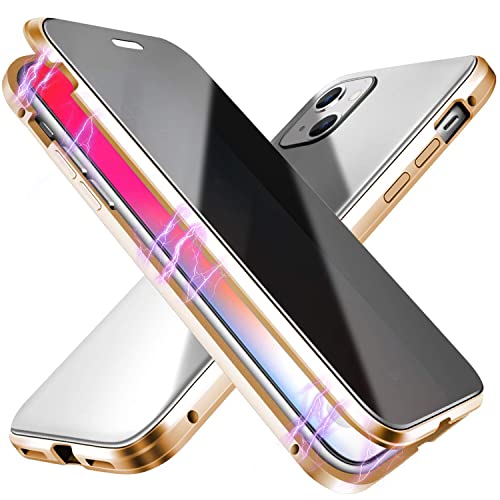 ESTPEAK Compatible with iPhone 13 Mini Magnetic Case,Anti Peep Magnetic Double-Sided Privacy Screen Protector Clear Back Metal Bumper Anti-Peep Privacy Anti Spy Phone Case for iPhone 13 Mini-2021