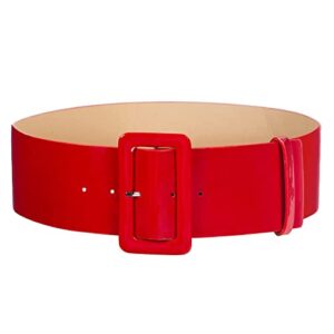 hanna nikole women's pu leather patent belt fashion waist belts for shirt dress red s