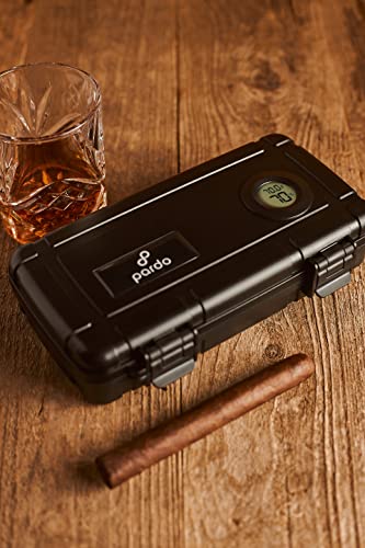 Pardo Cigar Humidors with Humidor Hygrometer - Holds up to 5 Cigars - Airtight, Waterproof, Sturdy & Durable Travel Humidor Cigar Box - Cigar Case & Cigar Boxes Ideal as Gifts for Men