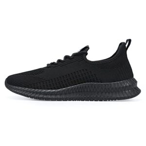 LCGJR Men's Running Shoes Ultra Lightweight Breathable Comfortable Walking Shoes Casual Fashion Sneakers Mesh Workout Shoes Allblack Size10.5