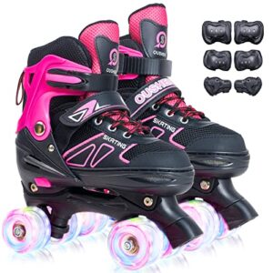 kids roller skates, adjustable size girl boys roller skates for kids beginner, toddlers roller skate with 8 light up wheels, outdoor roller skating for boys girls, skating shoes for ages 3-12