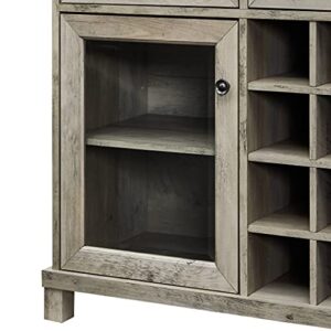 Home Source Small Bar Cabinet in Grey Wash with Glass Door