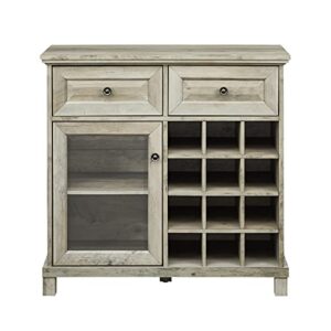 Home Source Small Bar Cabinet in Grey Wash with Glass Door