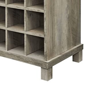 Home Source Small Bar Cabinet in Grey Wash with Glass Door