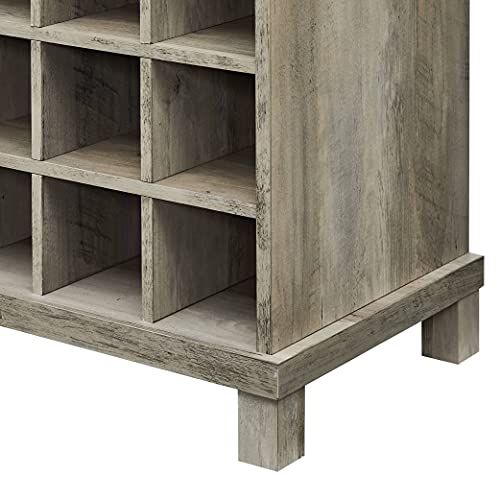 Home Source Small Bar Cabinet in Grey Wash with Glass Door