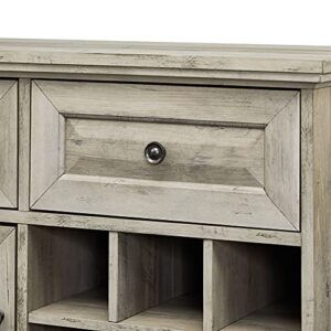 Home Source Small Bar Cabinet in Grey Wash with Glass Door