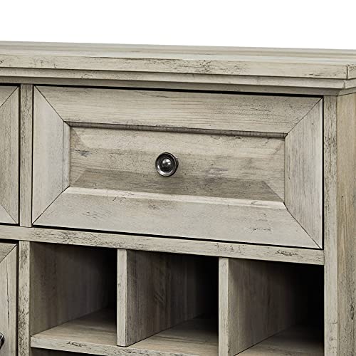 Home Source Small Bar Cabinet in Grey Wash with Glass Door