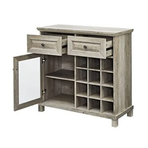 Home Source Small Bar Cabinet in Grey Wash with Glass Door