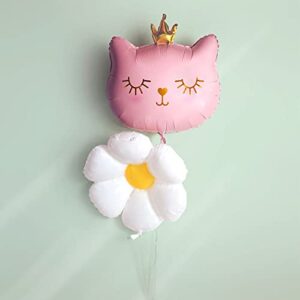 Pink Cat Balloons Crown Cat Party Decorations 2 Pcs 30 Inch Kitten Balloon Cartoon Cat Birthday Party Supplies Kitty Cat Themed Birthday Party Supplies Ballon Decor