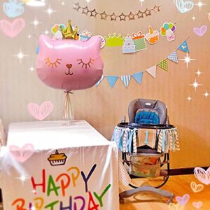 Pink Cat Balloons Crown Cat Party Decorations 2 Pcs 30 Inch Kitten Balloon Cartoon Cat Birthday Party Supplies Kitty Cat Themed Birthday Party Supplies Ballon Decor