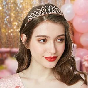 30th Birthday Gift for Women, 30th Birthday Tiara, Sash for 30 Year Old Rose Gold Birthday Party Decoration and Supplies with Gift Box, 2PCS