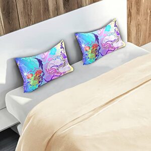 Nander Halloween Satin Pillowcase for Hair and Skin,Thai Skull Colorful Style Soft Silk Pillow Cases No Zipper, Pillow Cover with Envelope Closure,Standard Size 20x26 inch