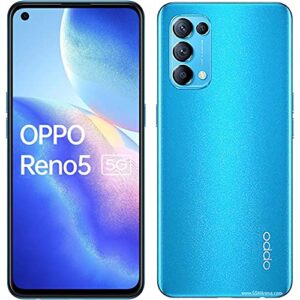 oppo reno5 5g dual-sim 128gb rom + 8gb ram (gsm only | no cdma) factory unlocked android smartphone (azure blue) - international version