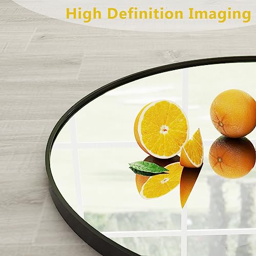 HARRITPURE 26" x 38" Wall Mirror Arched Bathroom Mirrors Aluminum Alloy Frame Contemporary Hanging Vanity Mirror for Bathroom Living Room Bedroom Entryway, Black