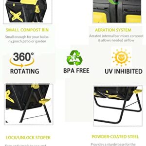 18.5 Gal Tumbling Compost Bin from BPA Free Material - Outdoor Single Rotating Chamber Composters，with Easy-Turn, Fast-Working System for Garden/Patio