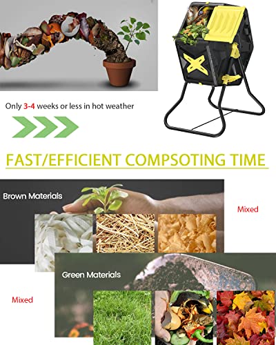 18.5 Gal Tumbling Compost Bin from BPA Free Material - Outdoor Single Rotating Chamber Composters，with Easy-Turn, Fast-Working System for Garden/Patio