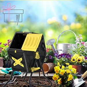 18.5 Gal Tumbling Compost Bin from BPA Free Material - Outdoor Single Rotating Chamber Composters，with Easy-Turn, Fast-Working System for Garden/Patio