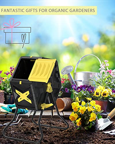 18.5 Gal Tumbling Compost Bin from BPA Free Material - Outdoor Single Rotating Chamber Composters，with Easy-Turn, Fast-Working System for Garden/Patio