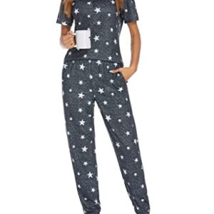 Ekouaer Womens Pajama Sets Short Sleeve Sleepwear Long Pants Soft Sleep Lounge joggers Pj Sets with Pockets