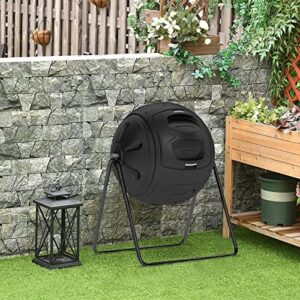 SQUEEZE master Light Weight Spherical Compost Bin Tumbler Outdoor Garden- Quick Assembly -with Drain Plugs to Collect Liquid-Fast Composting (35 Gallon,Black)