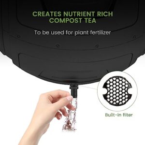 SQUEEZE master Light Weight Spherical Compost Bin Tumbler Outdoor Garden- Quick Assembly -with Drain Plugs to Collect Liquid-Fast Composting (35 Gallon,Grey)