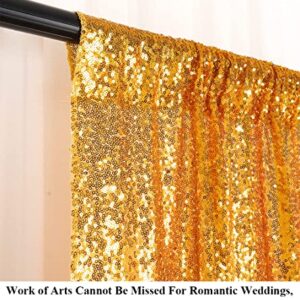 Partisout Sequin Curtain Backdrop 8ftx10ft Sequin Backdrop Sequence Backdrop Party Glitter Backdrop Sparkle Backdrop Wedding Photo Backdrop and Shimmer Backdrop (8ftx10ft, Gold)