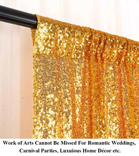 Partisout Sequin Curtain Backdrop 8ftx10ft Sequin Backdrop Sequence Backdrop Party Glitter Backdrop Sparkle Backdrop Wedding Photo Backdrop and Shimmer Backdrop (8ftx10ft, Gold)