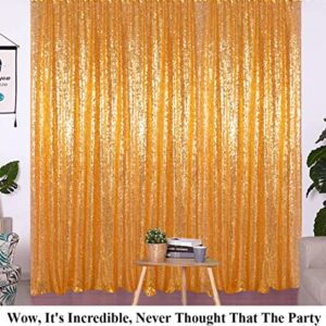 Partisout Sequin Curtain Backdrop 8ftx10ft Sequin Backdrop Sequence Backdrop Party Glitter Backdrop Sparkle Backdrop Wedding Photo Backdrop and Shimmer Backdrop (8ftx10ft, Gold)