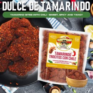 Tamarindo De Frutas Con Chile, Authentic Mexican Tamarind Candy with Chili, Sweet, Tangy and Spicy. Dulce De Tamarindo 8.5 oz. Bag by Don Turinos