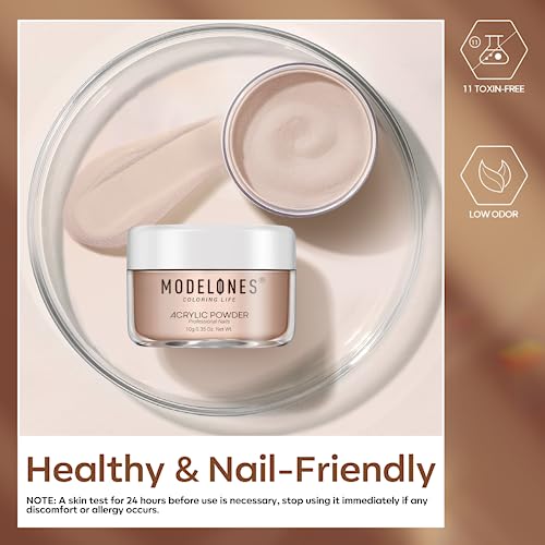 Modelones Acrylic Powder - 6 Colors Nude Acrylic Nail Powder Fall Skin Tones Pink Neutral Brown Nail Acrylic Powder, 3D Acrylic Nail Art French Nail Extension Nail Carving, No Nail Lamp Needed