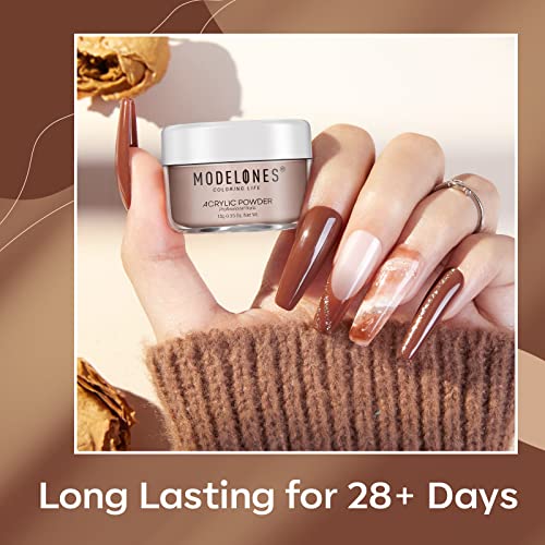 Modelones Acrylic Powder - 6 Colors Nude Acrylic Nail Powder Fall Skin Tones Pink Neutral Brown Nail Acrylic Powder, 3D Acrylic Nail Art French Nail Extension Nail Carving, No Nail Lamp Needed