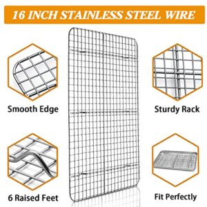 Stainless Steel Baking Sheet with Rack Set [2 Pans + 2 Racks], Cookie Sheet with Cooling Rack, Size 16 x 12 x 1 Inch, Non Toxic & Heavy Duty & Easy Clean (16 x 12 x 1 inch)