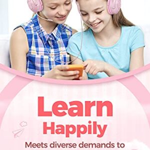 E5 Kids Wireless Headphones with Microphone, Bluetooth 5.0 Over Ear Wireless Kids Headphones with Volume Control 85dB/93dB, 40H Playtime,Sharing Function,for School/iPad/Tablet/Boys/Girls (Pink)