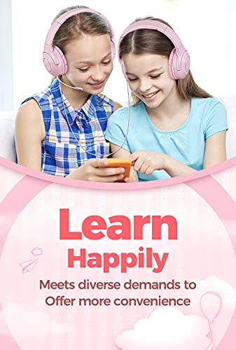 E5 Kids Wireless Headphones with Microphone, Bluetooth 5.0 Over Ear Wireless Kids Headphones with Volume Control 85dB/93dB, 40H Playtime,Sharing Function,for School/iPad/Tablet/Boys/Girls (Pink)