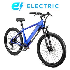 Schwinn Marshall Electric Hybrid Bike for Adults, Large/X-Large Step-Over Aluminum Frame, 250W Motor, 7 Speed, 27.5-Inch Wheels, Blue