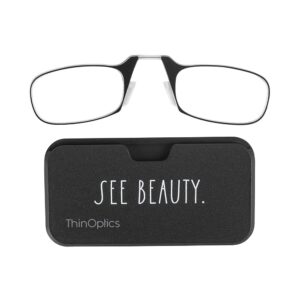 rae dunn thin optics reader w/universal pod case w/see beauty wilma art (black, 2.0)