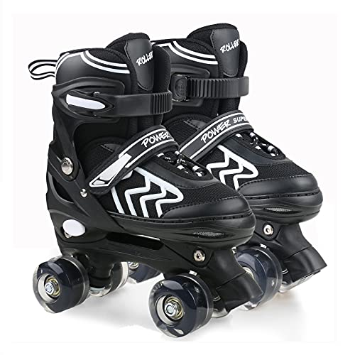 Kids Roller Skates for Boys and Girls, Women and Men, 4 Size Adjustable Quad Skates for Youth Adult Medium Size