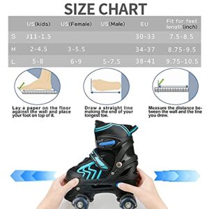 Kids Roller Skates for Boys and Girls, Women and Men, 4 Size Adjustable Quad Skates for Youth Adult Medium Size