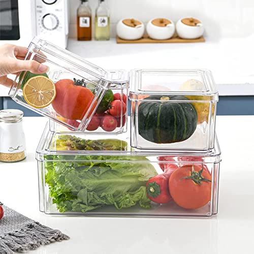 Yipaga Refrigerator Organizer Bins with Lids-10PCS BPA Free Fridge Organizer, Stackable Clear Plastic Storage Bins for Fridge, Freezer, Kitchen Cabinet, Pantry Organization and Storage