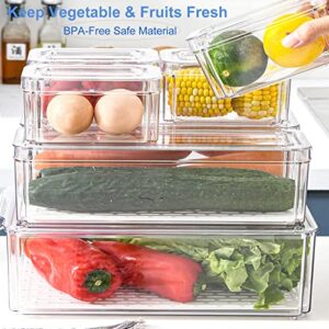 Yipaga Refrigerator Organizer Bins with Lids-10PCS BPA Free Fridge Organizer, Stackable Clear Plastic Storage Bins for Fridge, Freezer, Kitchen Cabinet, Pantry Organization and Storage