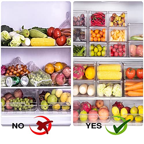 Yipaga Refrigerator Organizer Bins with Lids-10PCS BPA Free Fridge Organizer, Stackable Clear Plastic Storage Bins for Fridge, Freezer, Kitchen Cabinet, Pantry Organization and Storage