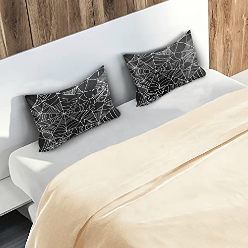 xigua Halloween Spider Web Satin Silk Pillowcase for Hair and Skin, Lightweight Soft Standard Size Pillow Cases, Cooling Pillow Covers with Envelope Closure 20x26in