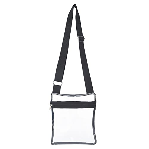 HAOGUAGUA Clear Crossbody Purse Bag, Clear Bag Stadium Approved for Concerts, Festivals, Sports Events (Black)