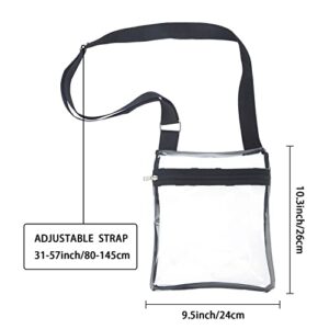 HAOGUAGUA Clear Crossbody Purse Bag, Clear Bag Stadium Approved for Concerts, Festivals, Sports Events (Black)